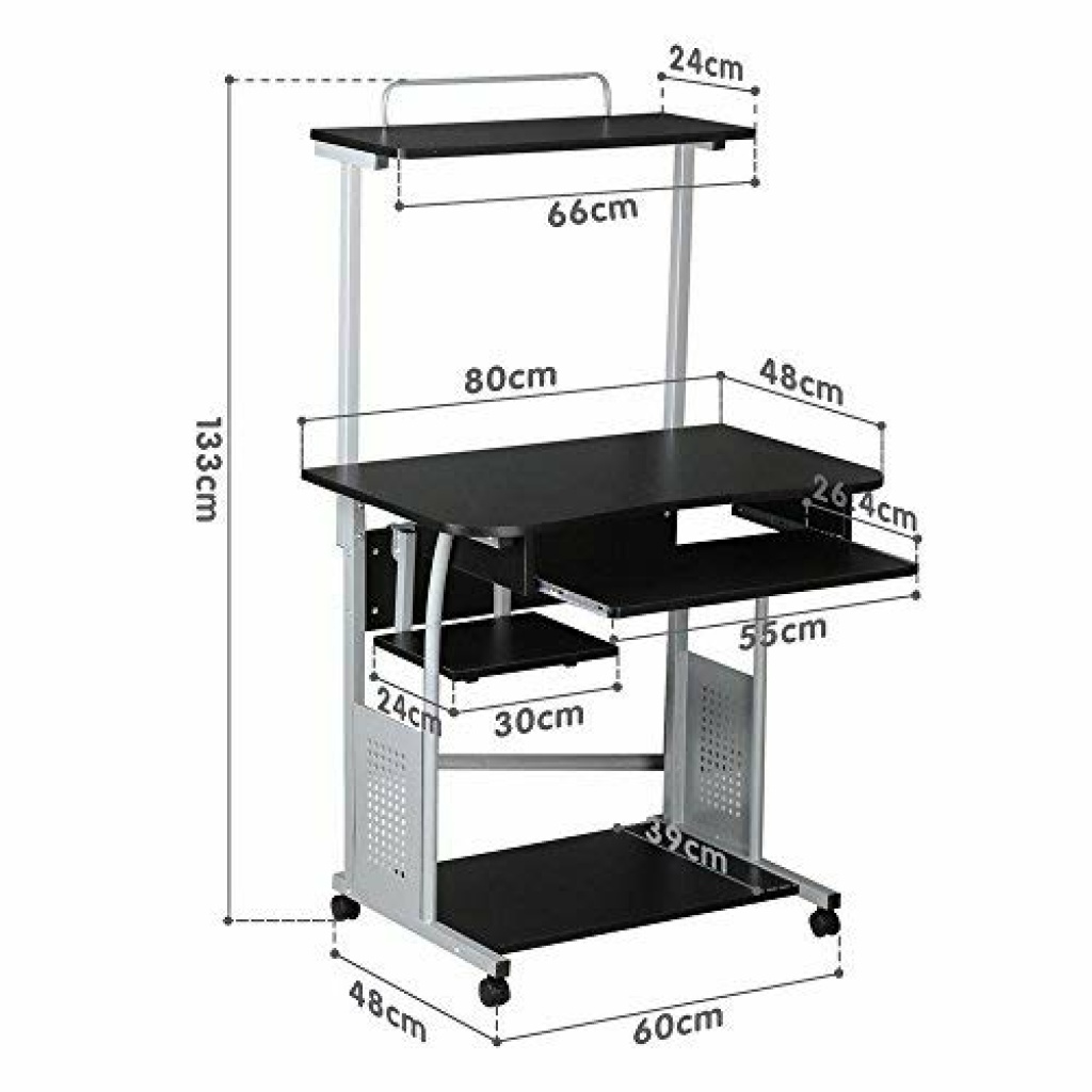 Yaheetech 3 Tiers Computer Desk with Keyboard Shelf and Printer Shelf ...